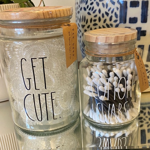 Rae Dunn | Bath | Rae Dunn Glass Storage Jars With Wooden Lids | Poshmark